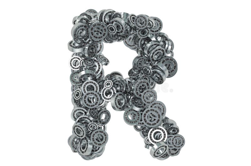 Letter R from Steel Bearings, 3D Rendering Stock Illustration ...