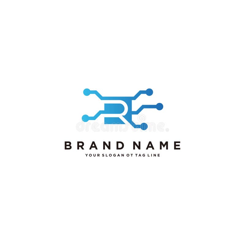 Letter R Tech Logo Design Vector Stock Vector - Illustration of line ...