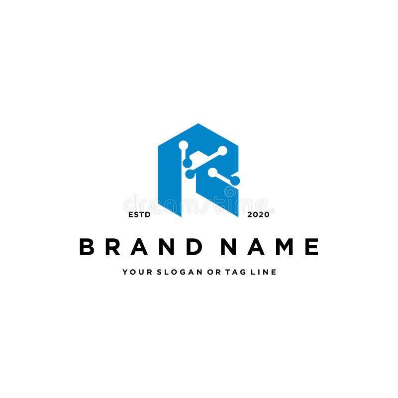 Letter R Tech Logo Design Vector Stock Vector - Illustration of color ...