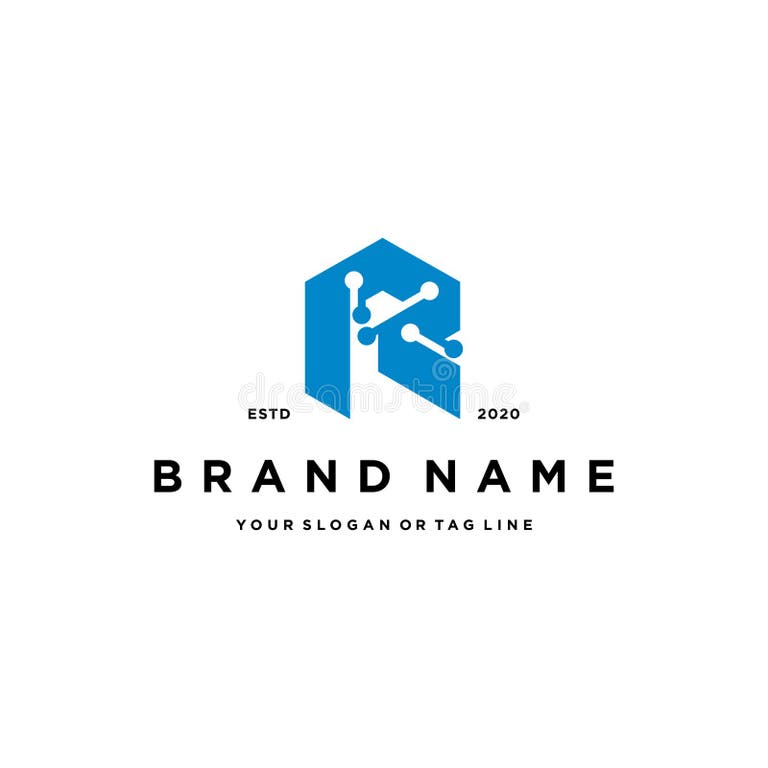 Letter R Tech Logo Design Vector Stock Vector - Illustration of color ...