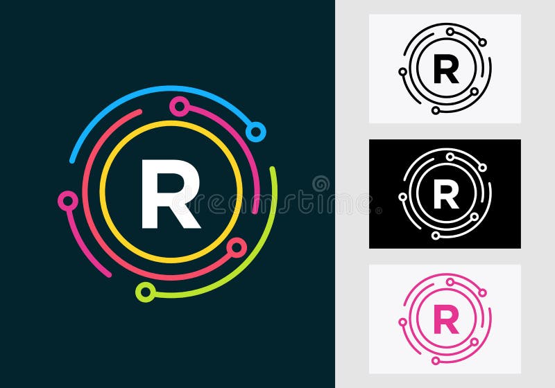 Letter R Technology Logo Design. Network Logo Symbol Stock Vector ...