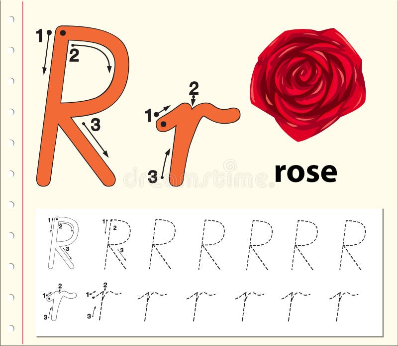 Alphabet Letter R Rose Stock Illustrations – 225 Alphabet Letter R Rose ...
