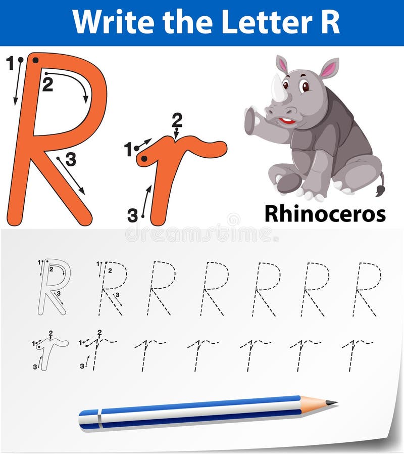 Letter R Tracing Alphabet Worksheets Stock Vector - Illustration of ...