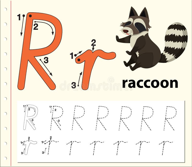 Letter R Tracing Alphabet Worksheets Stock Vector - Illustration of ...