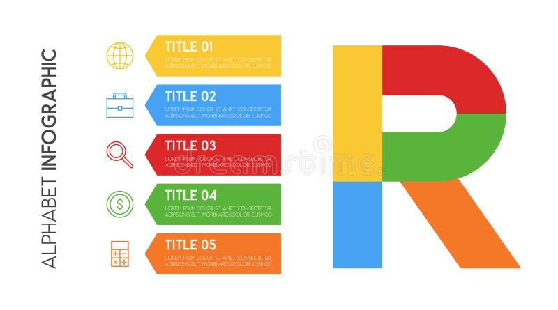 Letter R Vector Alphabet and Other Elements for Infographics Stock ...