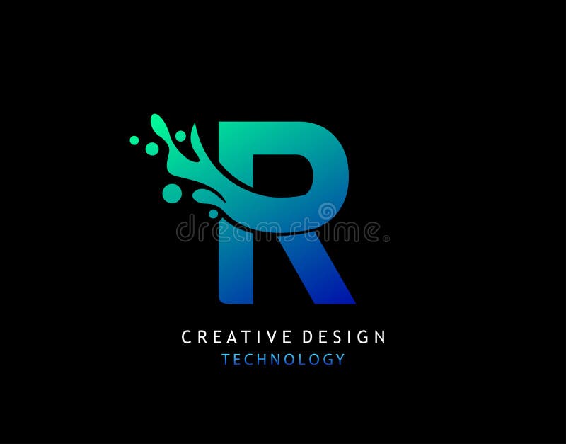Letter R Water Splash Logo. Modern Techno Alphabetical Icon, Template ...