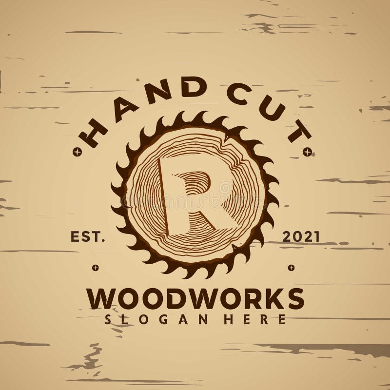 Letter R Wood Working Vintage Logo Design Element Vector Illustration ...