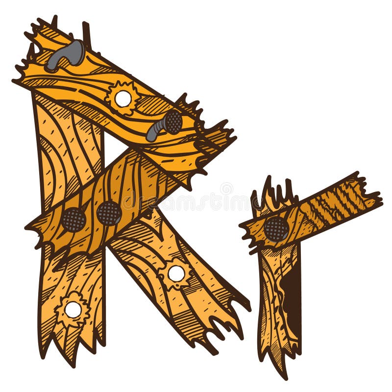 Letter R from Wooden Planks. Vector Alphabet Stock Illustration ...
