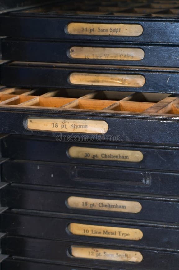 Letter Rack for Old-Fashioned Printing Press Stock Image - Image of ...