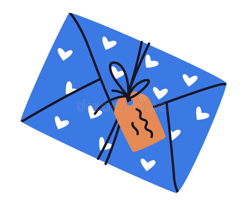 Letter Receive and Send with Blue Envelope with Tag Vector Illustration ...