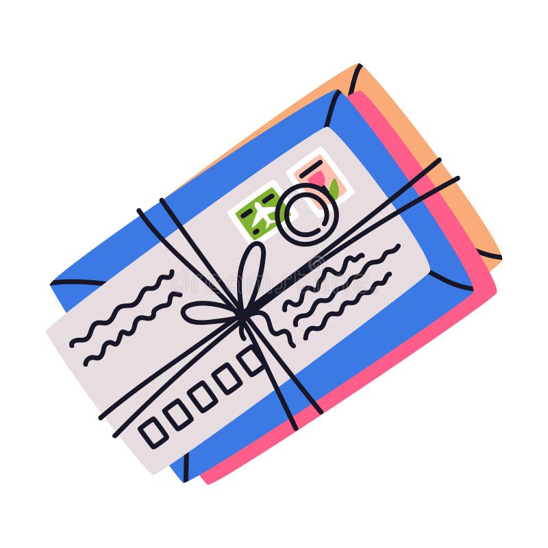 Letter Receive and Send with Envelope and Postage Stamp Vector ...