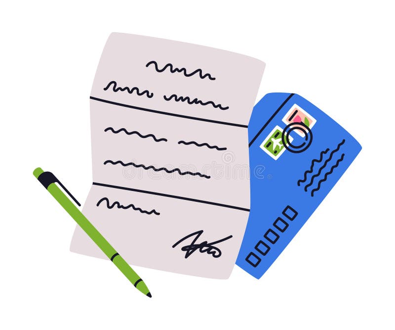 Letter Receive and Send with Envelope and Postage Stamp Vector ...