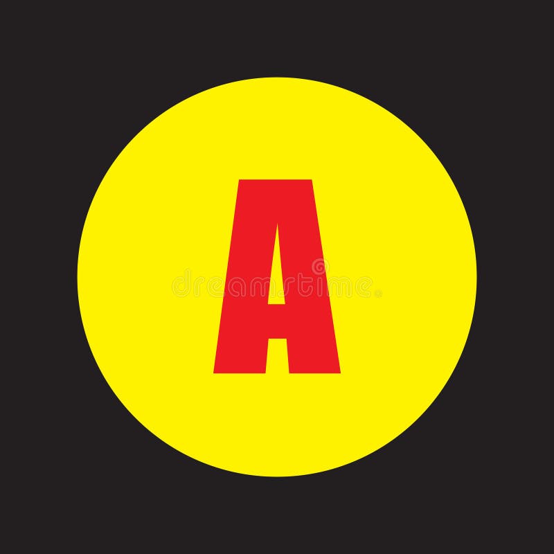 Letter a with Red Impact Font in Yellow Circle Stock Vector ...