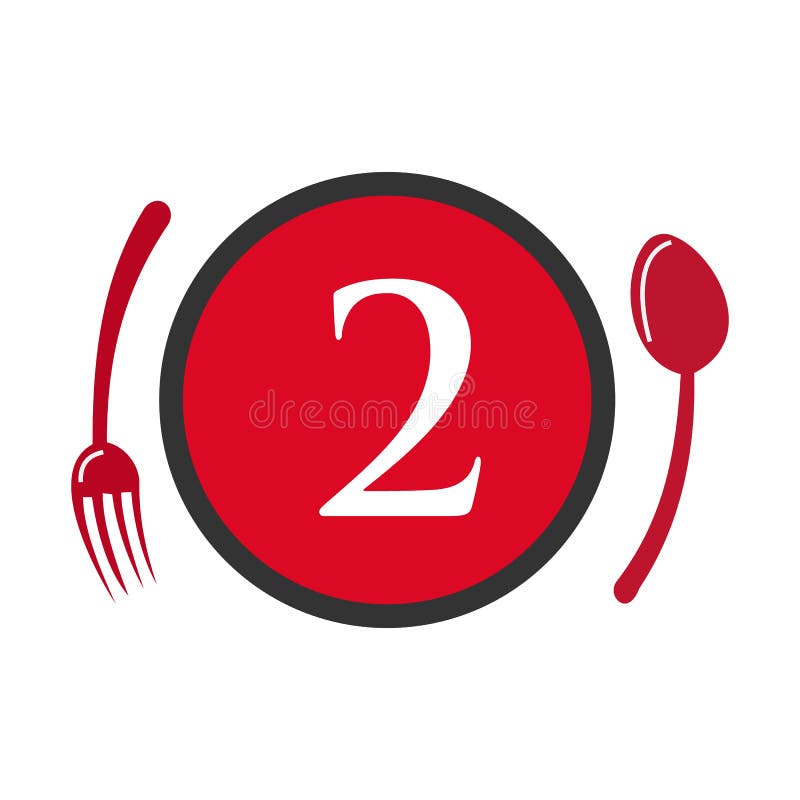 Letter 2 Restaurant Logo. Restaurant Logotype on Letter 2 Spoon and ...