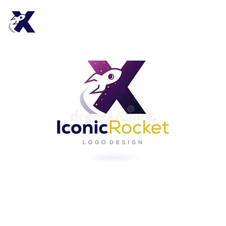 Letter X Rocket Logo Spaceship Launch into Space Stock Vector ...