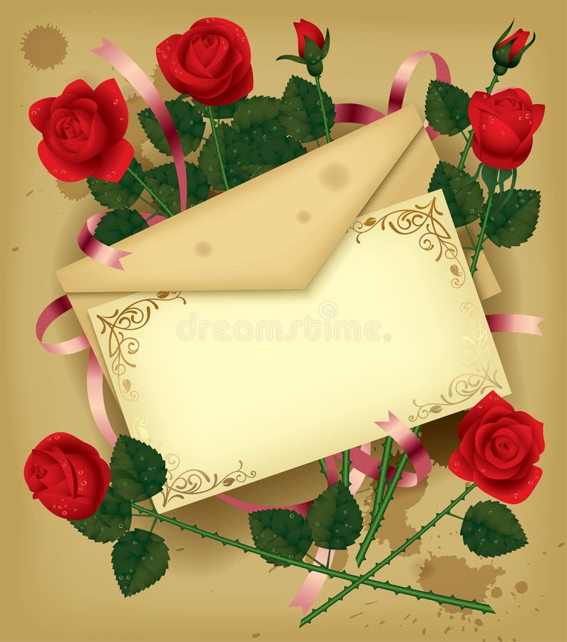 Letter with roses stock vector. Illustration of birthday - 14623469