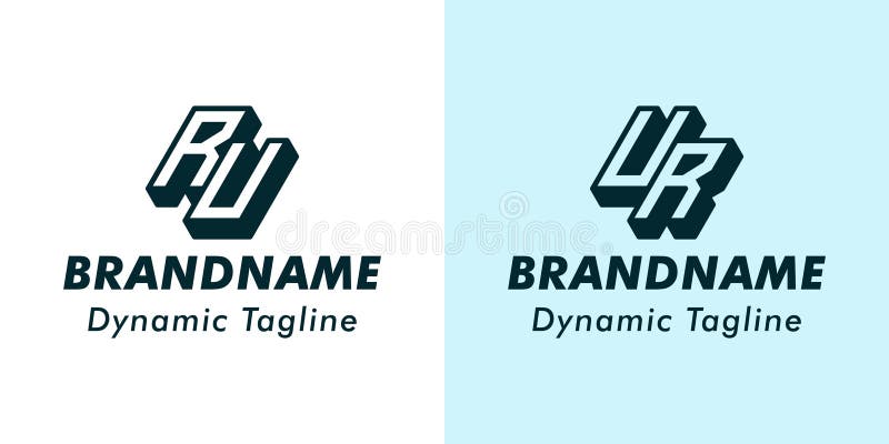 Letter RU and UR 3D Monogram Logo. Suitable for Business with RU or UR ...