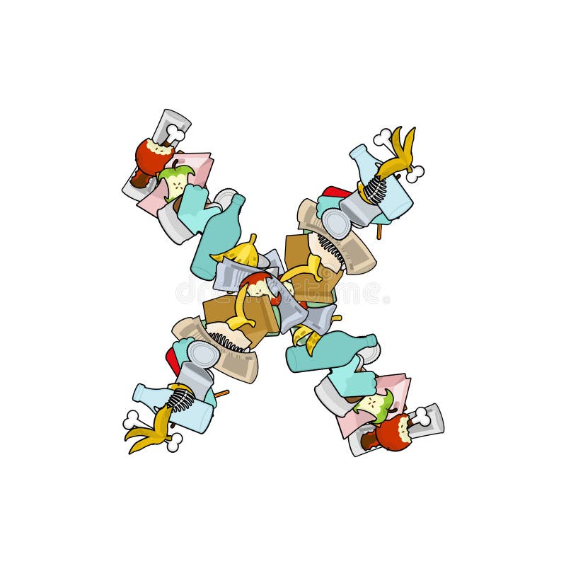 Letter X Rubbish. Trash Font. Garbage Alphabet Stock Vector ...