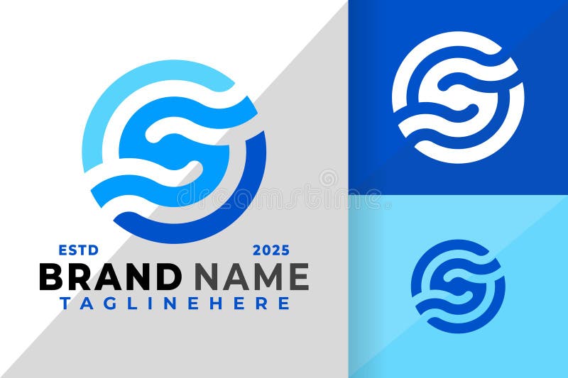 Letter S Blue Wave Logo Icon Vector Design Illustration Stock ...