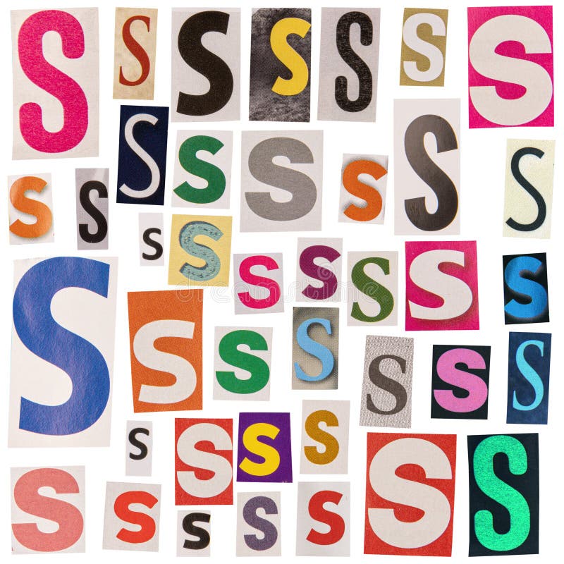 Letter S Cut Out from Newspapers Stock Image - Image of variety, note ...