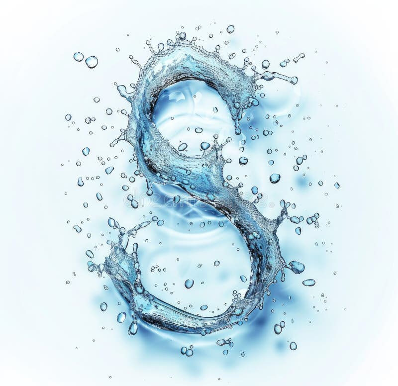 The Letter S is Depicted Using Water Droplets on a White Surface Stock ...