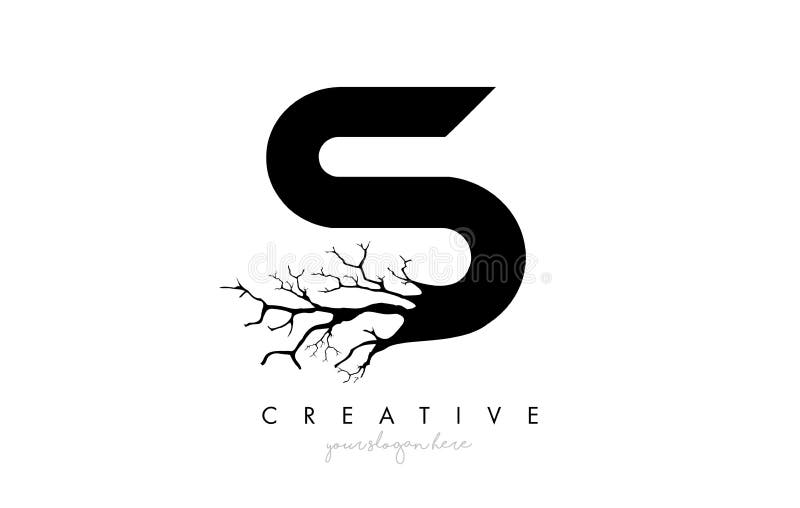 Letter S Design Logo with Creative Tree Branch. S Letter Tree Icon Logo ...