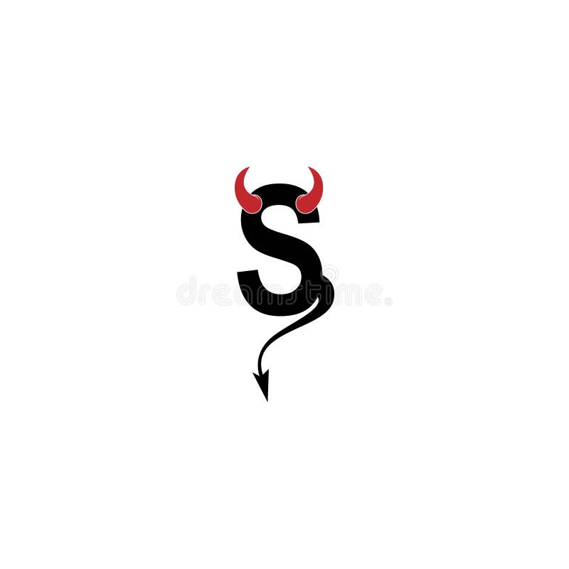 Letter S with Devil`s Horns and Tail Icon Logo Design Vector Stock ...