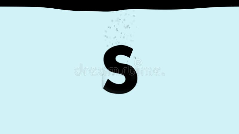 Letter S Dropped into Water. Letter S Falling into Water. Liquid Letter ...