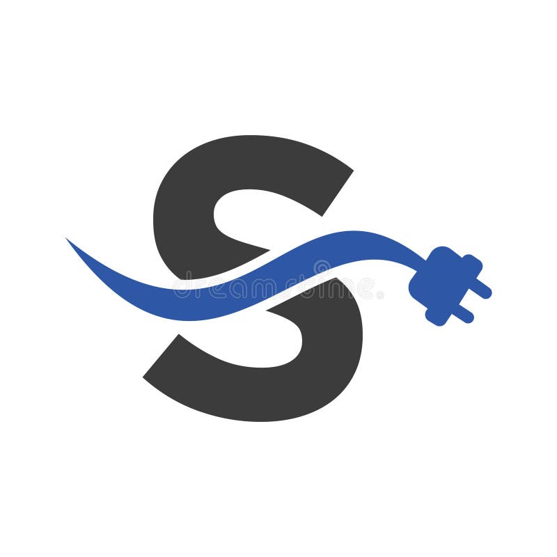 Letter S Electricity or Electrical Logo Concept with Electric Plug ...
