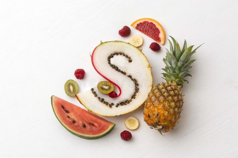 Letter S Fruit Font Symbol Isolated on White Background Stock ...