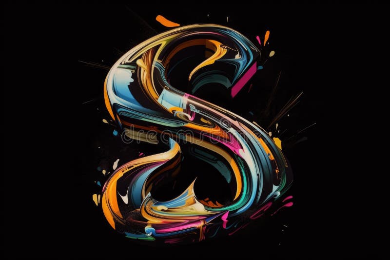 Letter S, Graffiti Style, on Black Background Stock Illustration ...