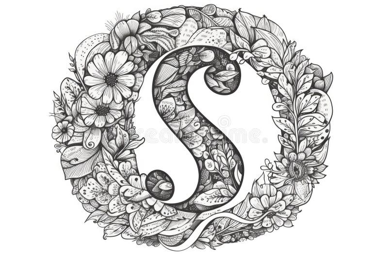 Letter S, Hand-drawn Doodle Style, on White Background Stock ...