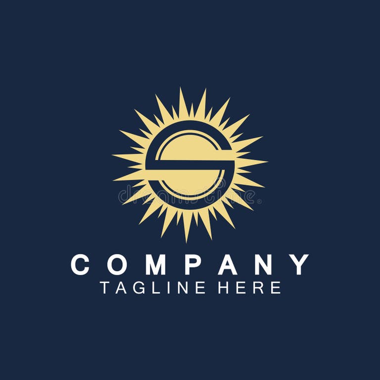 Letter S Icon with Sun Rays for Sun Logo Vector Design Template Stock ...