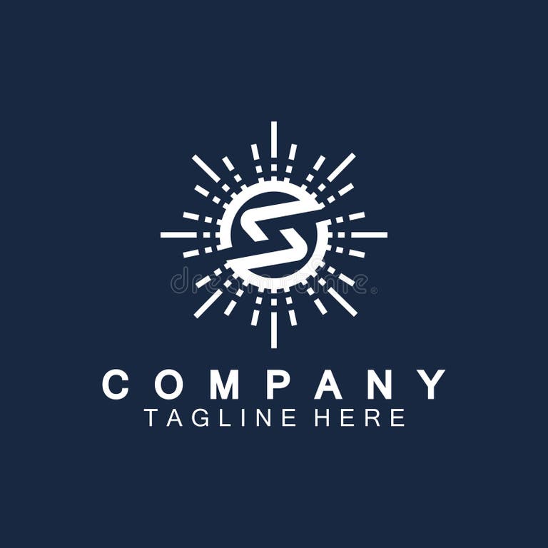 Letter S Icon with Sun Rays for Sun Logo Vector Design Template Stock ...