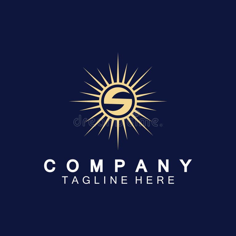 Letter S Icon with Sun Rays for Sun Logo Vector Design Template Stock ...