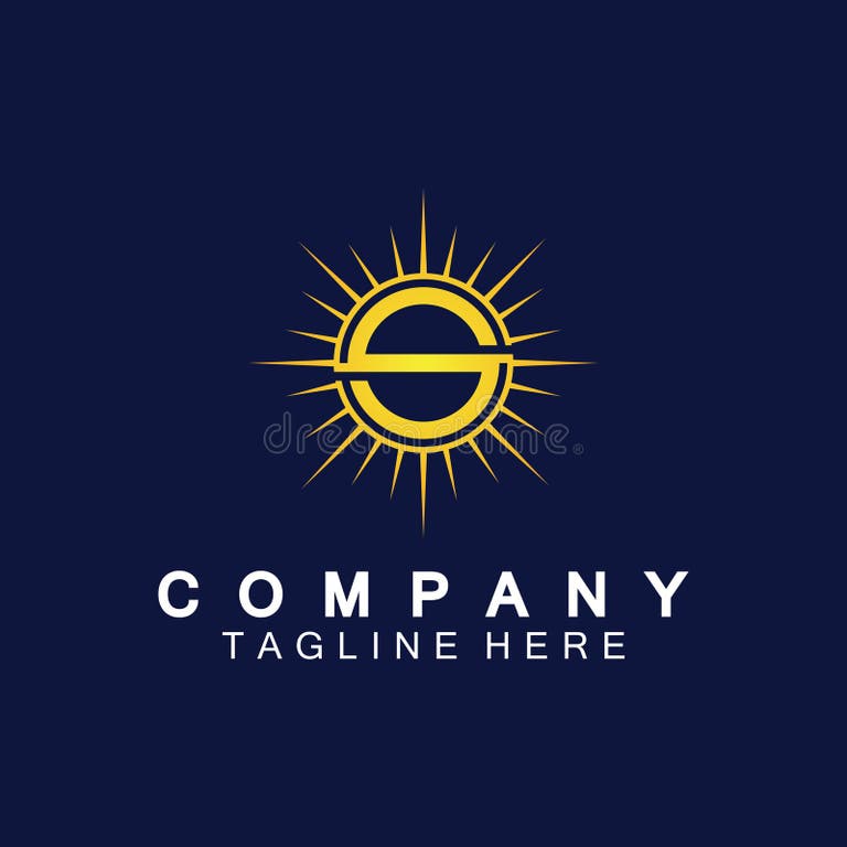 Letter S Icon with Sun Rays for Sun Logo Vector Design Template Stock ...