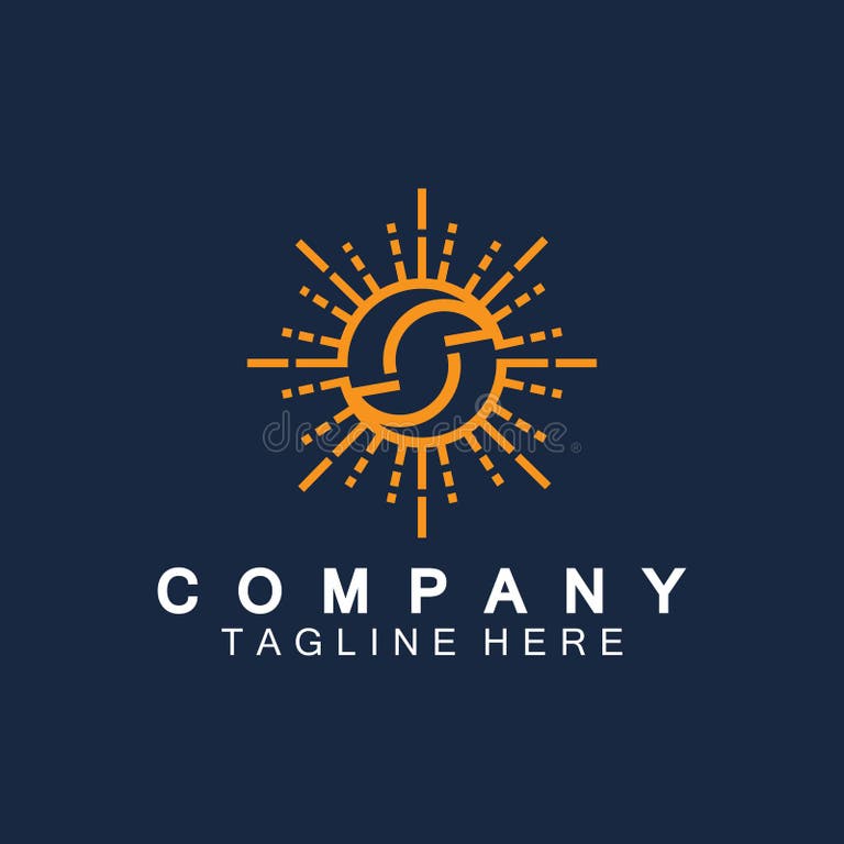 Letter S Icon with Sun Rays for Sun Logo Vector Design Template Stock ...