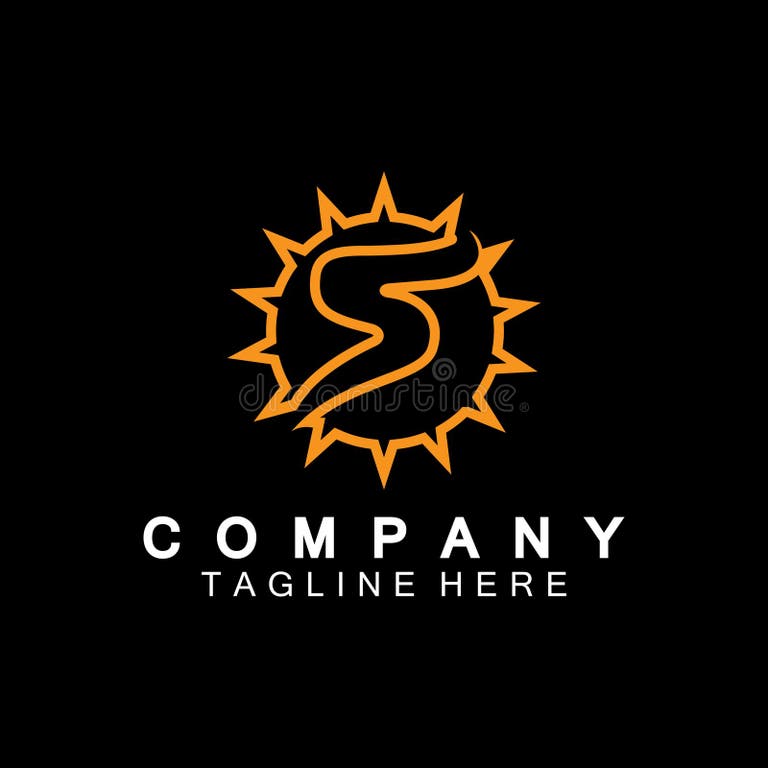Letter S Icon with Sun Rays for Sun Logo Vector Design Template Stock ...