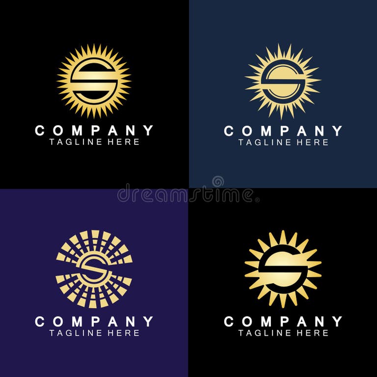 Letter S Icon with Sun Rays for Sun Logo Vector Design Template Stock ...