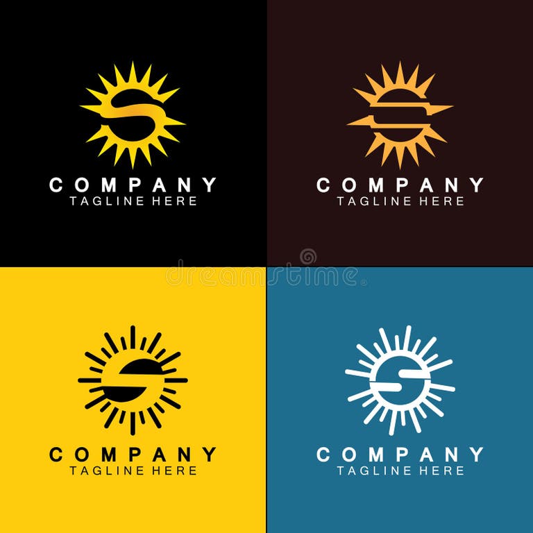 Letter S Icon with Sun Rays for Sun Logo Vector Design Template Stock ...
