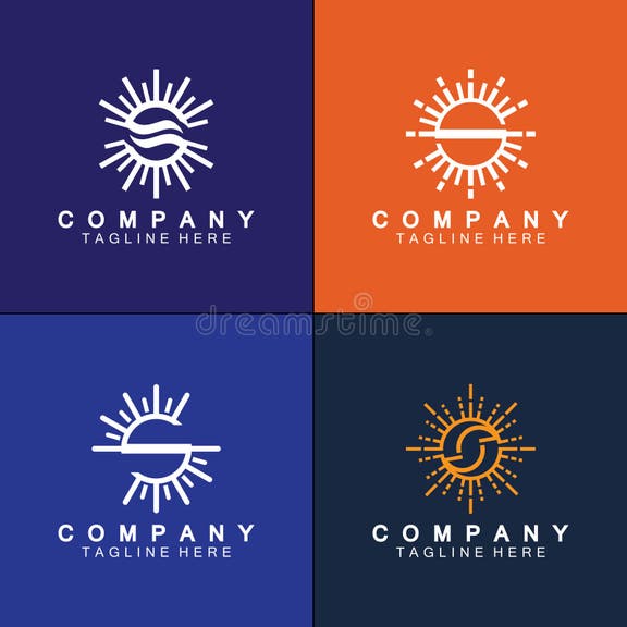 Letter S Icon with Sun Rays for Sun Logo Vector Design Template Stock ...