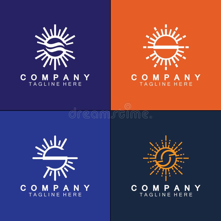 Letter S Icon with Sun Rays for Sun Logo Vector Design Template Stock ...