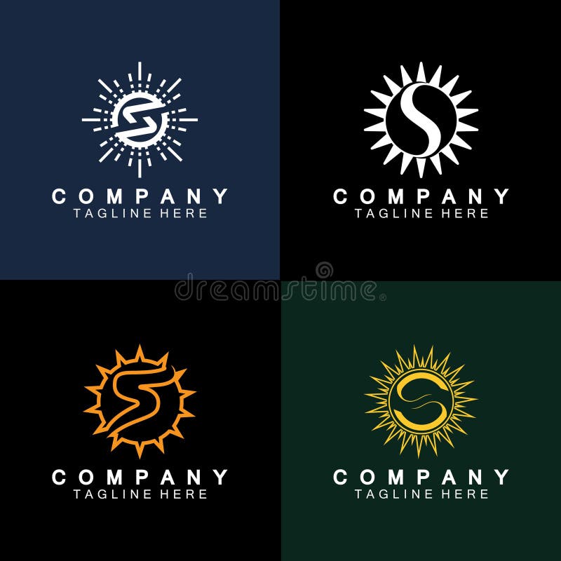 Letter S Icon with Sun Rays for Sun Logo Vector Design Template Stock ...