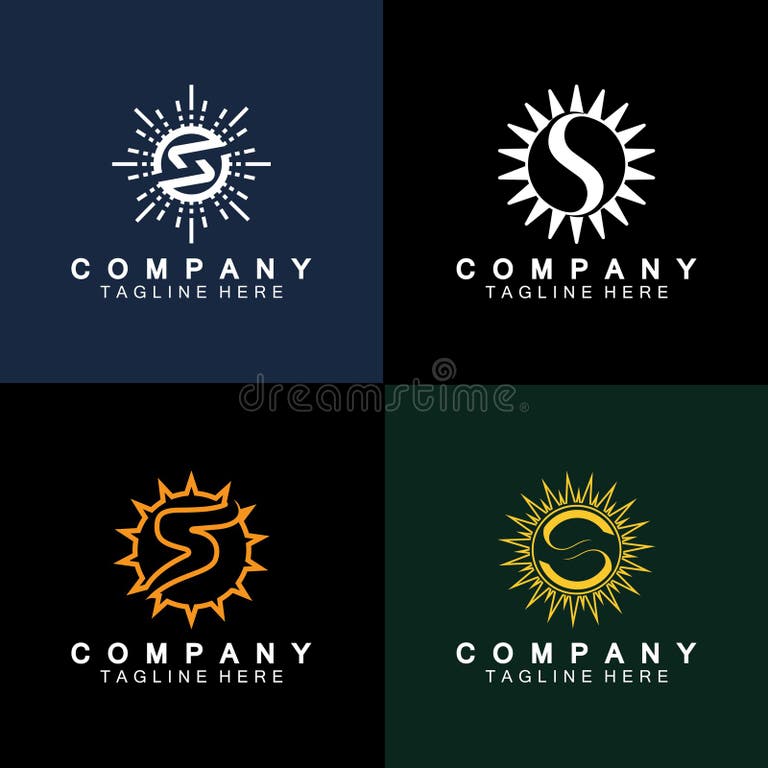 Letter S Icon with Sun Rays for Sun Logo Vector Design Template Stock ...