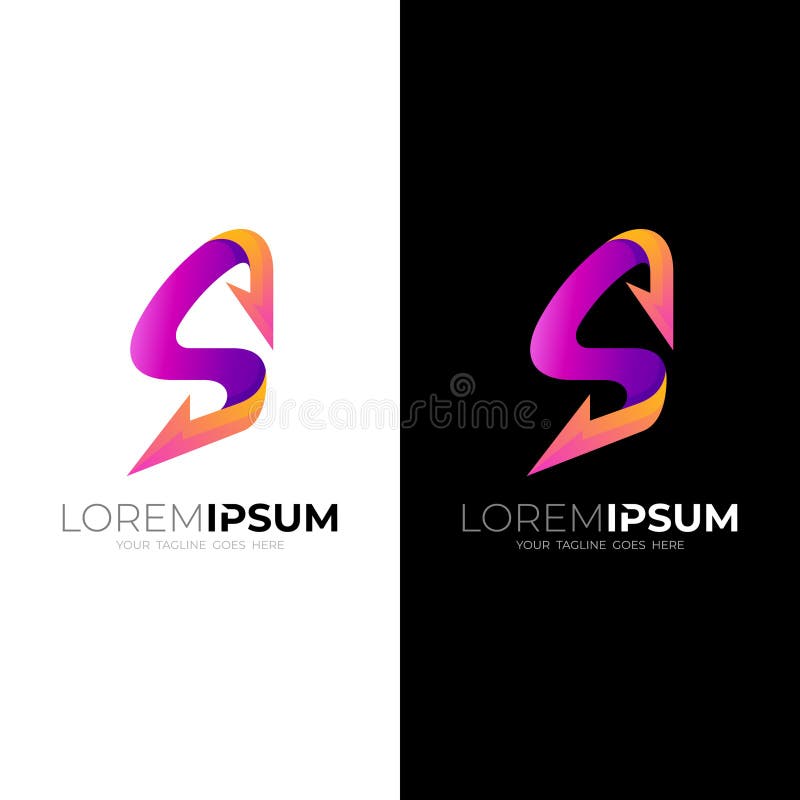 Letter S Logo and Arrow Design Combination, Purple Color Stock Vector ...