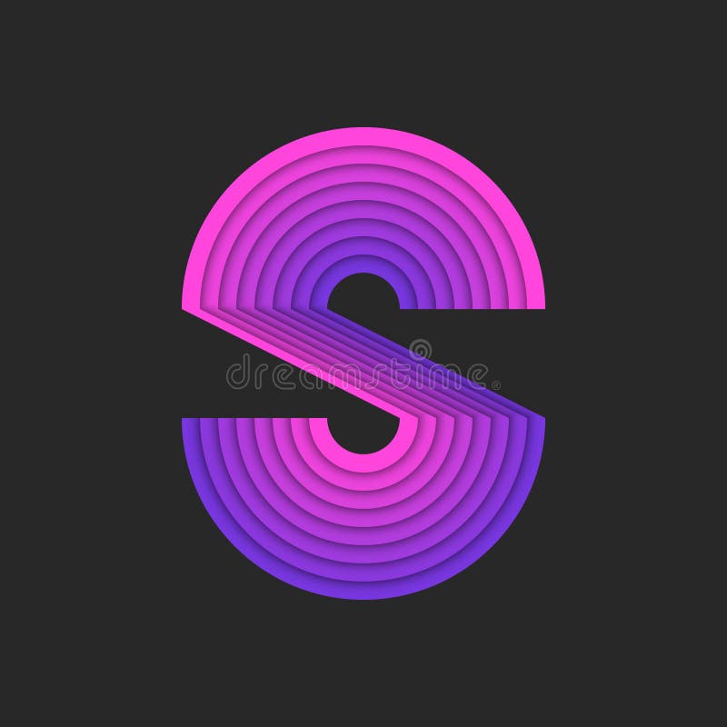 Letter S Logo Initial Purple Pink Gradient, 3d Parallel Striped Levels ...