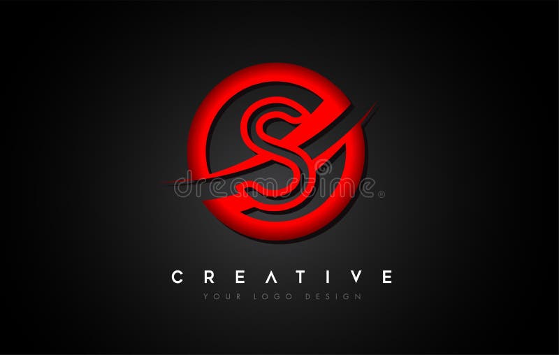 Letter S Logo with a Red Circle Swoosh Design. Creative Uppercase ...
