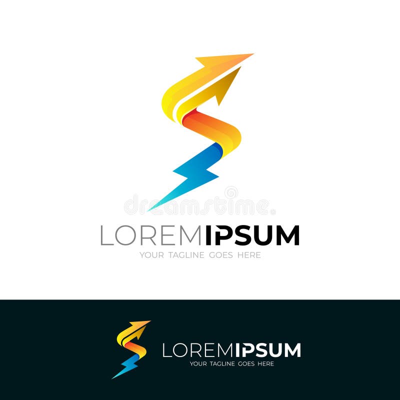 Letter S Logo and Thunder Design Combination, Power Logos Stock Vector ...