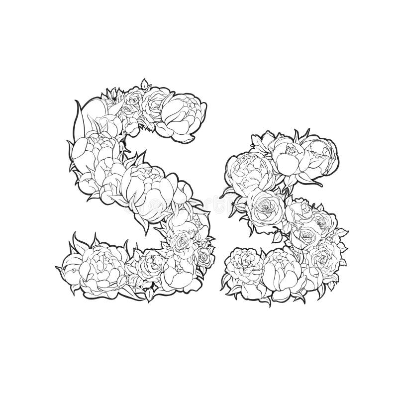 Letter S with roses stock vector. Illustration of letter - 7967454