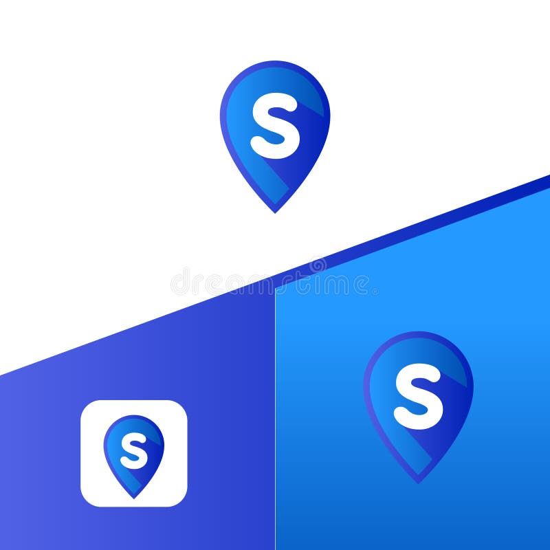 Letter S with Map Pointer Icon or Logo Design Template Elements Stock ...